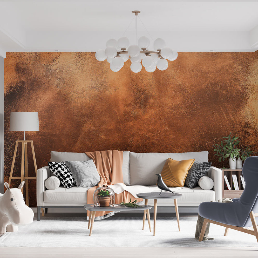 Mural Wallpaper copper textured | Shiny and warm surface in metallic t ...