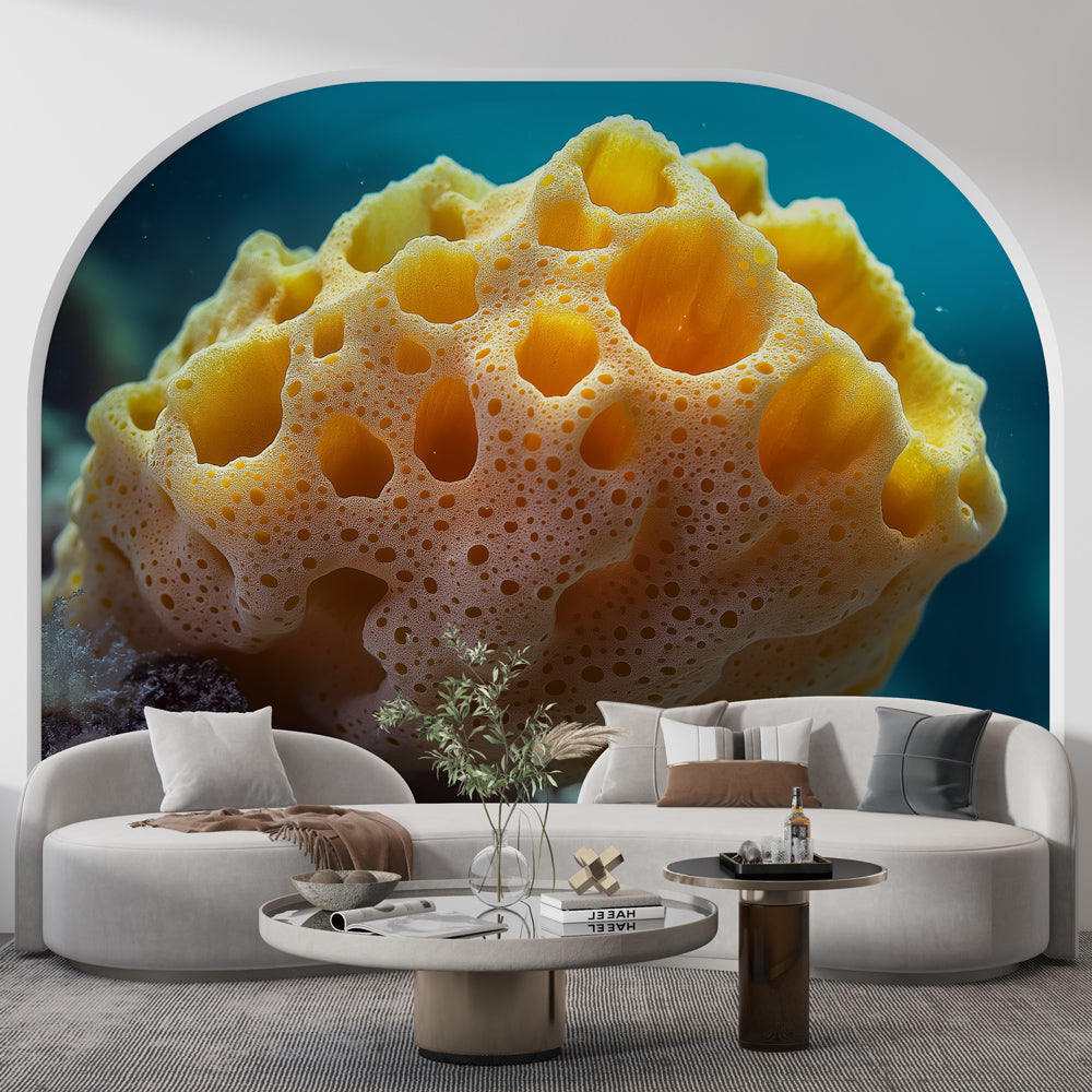 Mural Wallpaper yellow sea sponge | Sponge with organic shapes and uni ...