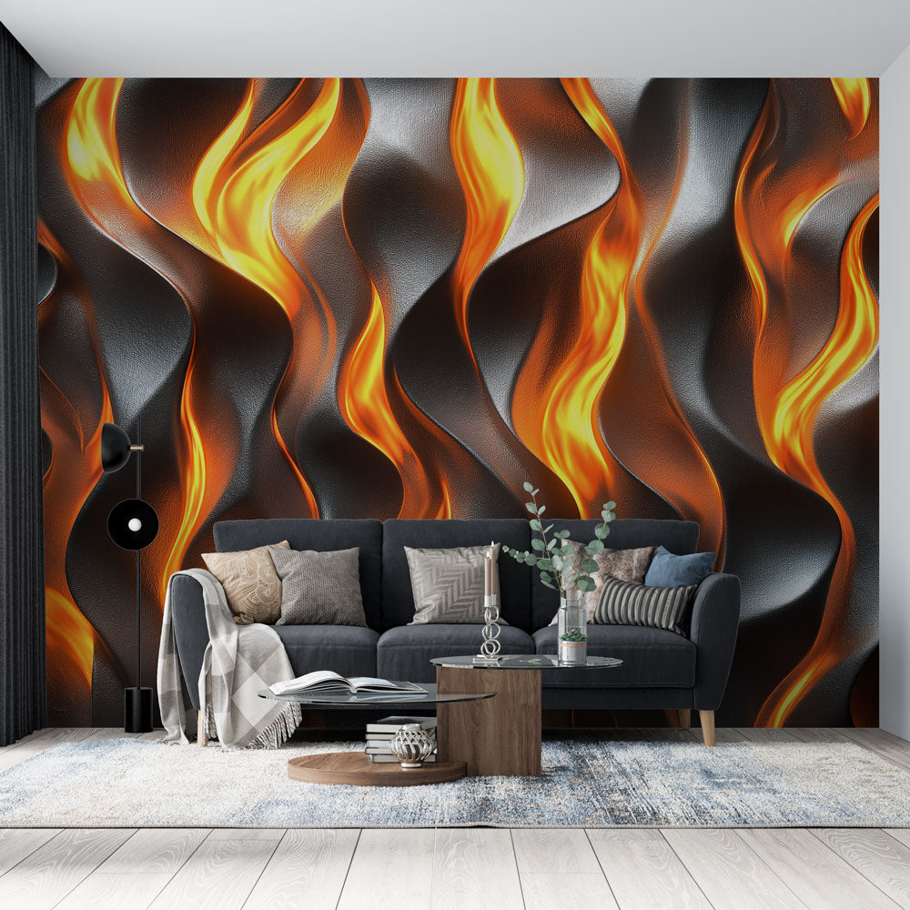 Mural Wallpaper fire | Elegant design with flaming patterns — WonderMural
