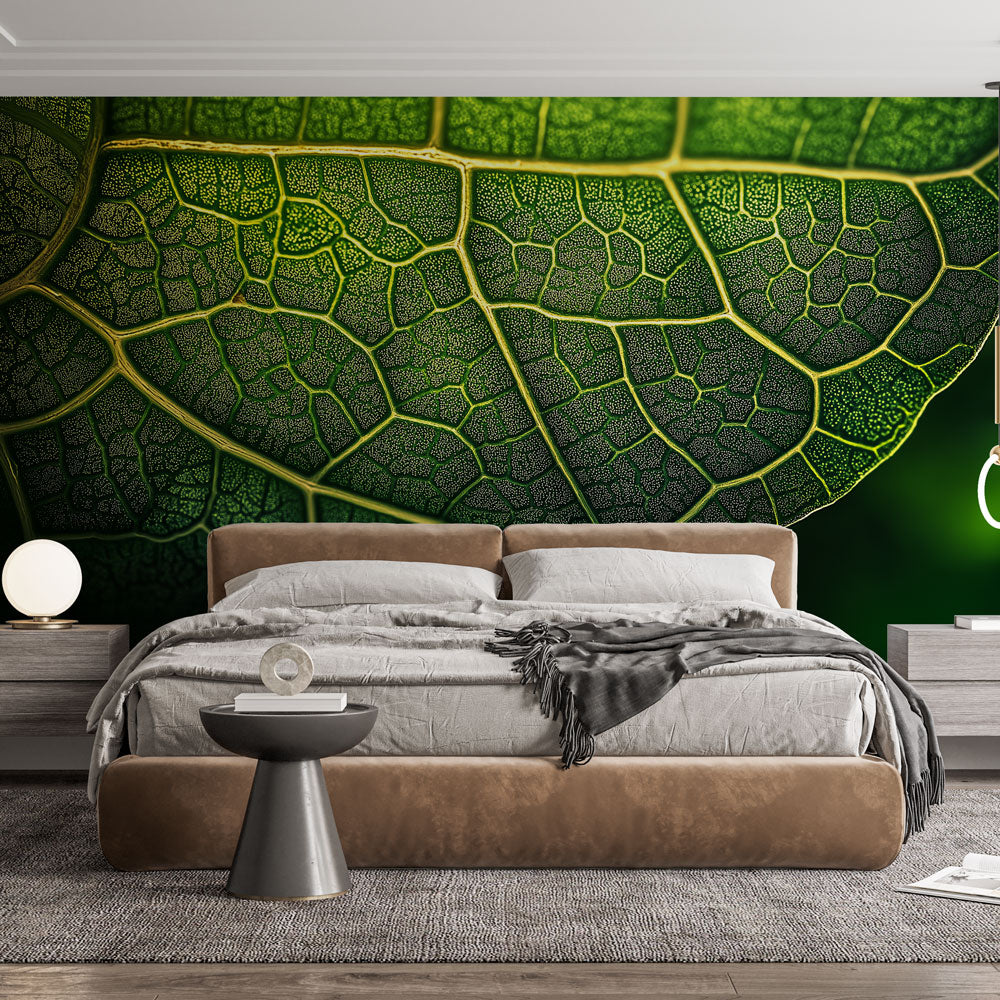Mural Wallpaper green foliage | Zoom green leaf — WonderMural