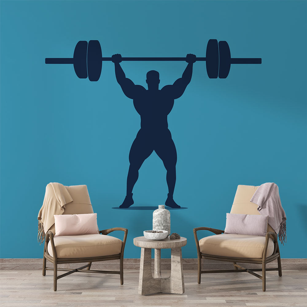 Mural Wallpaper fitness | Bodybuilder silhouette lifting weights ...