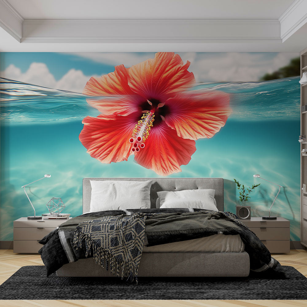 Mural Wallpaper Hibiscus Flower | Underwater Tropical Radiance ...