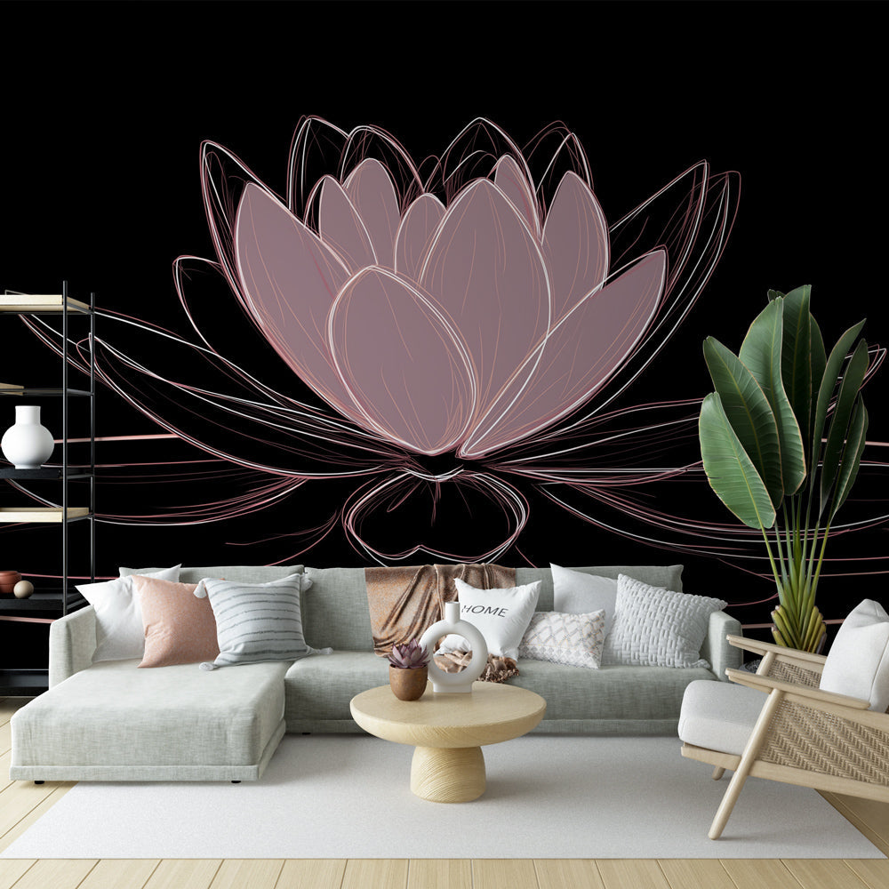 Mural Wallpaper lotus flower | Elegant illustration of lotus with deli ...
