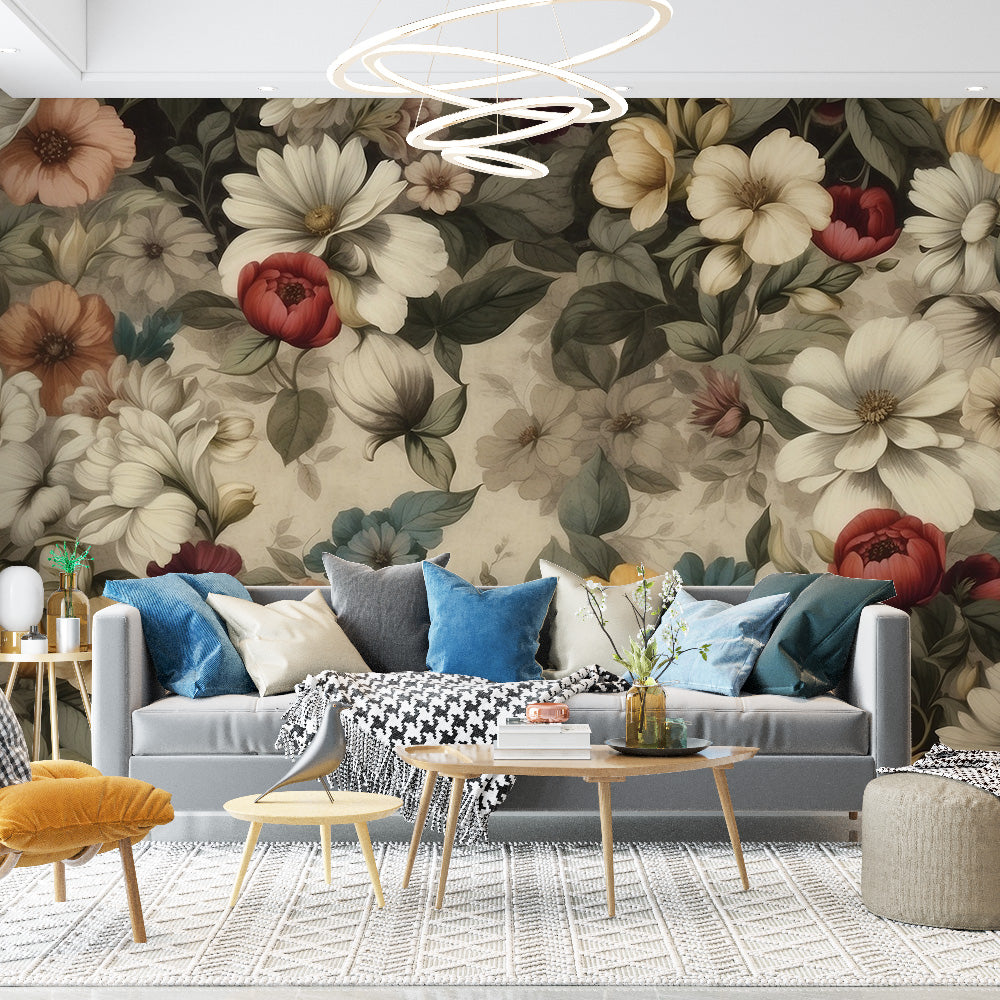 Vintage Floral Mural Wallpaper | Dull and Design — WonderMural