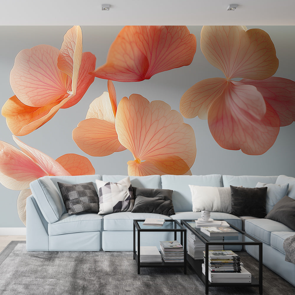 Mural Wallpaper delicate flowers | Pink flower petals on soft backgrou ...