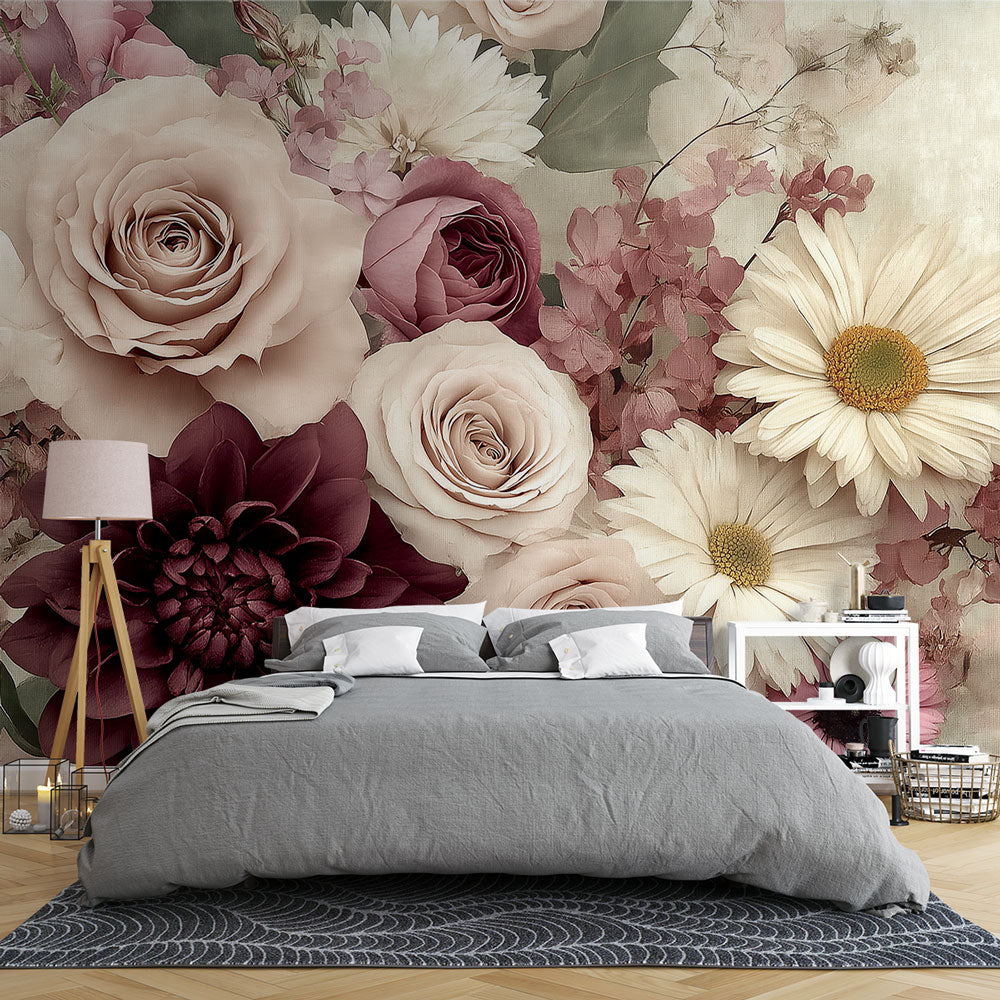 Mural Wallpaper flowers | Floral elegance in soft shades — WonderMural