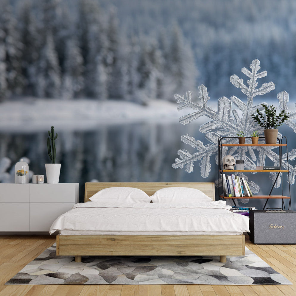 Snowflake Wallpaper | Snowy Nature — WonderMural