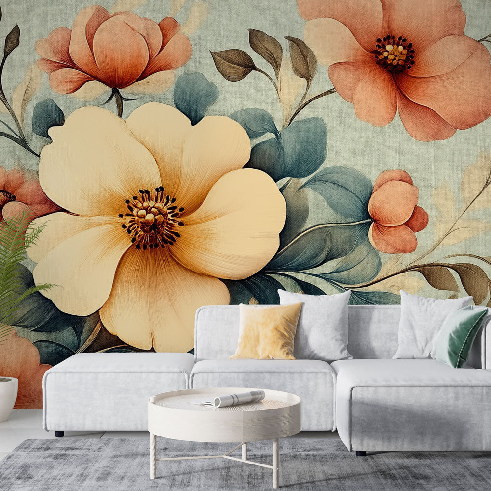 Mural Wallpaper Floral | Burst of Pastel Flowers — WonderMural