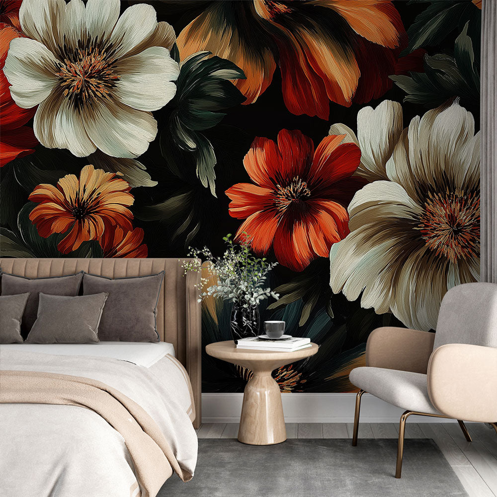 Mural Wallpaper floral | Bright pattern of multicolored flowers ...