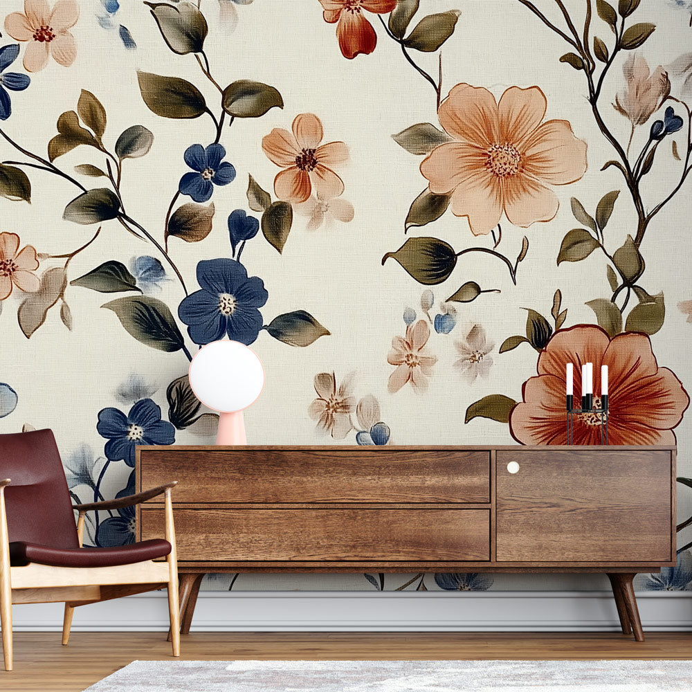Mural Wallpaper floral | Colorful patterns of natural flowers — WonderMural