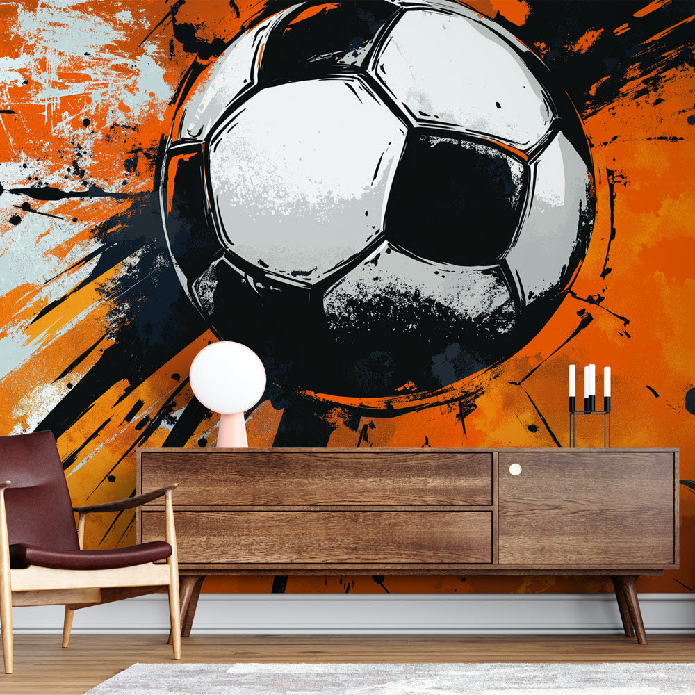 Mural Wallpaper football | Dynamic graphic design with soccer ball ...