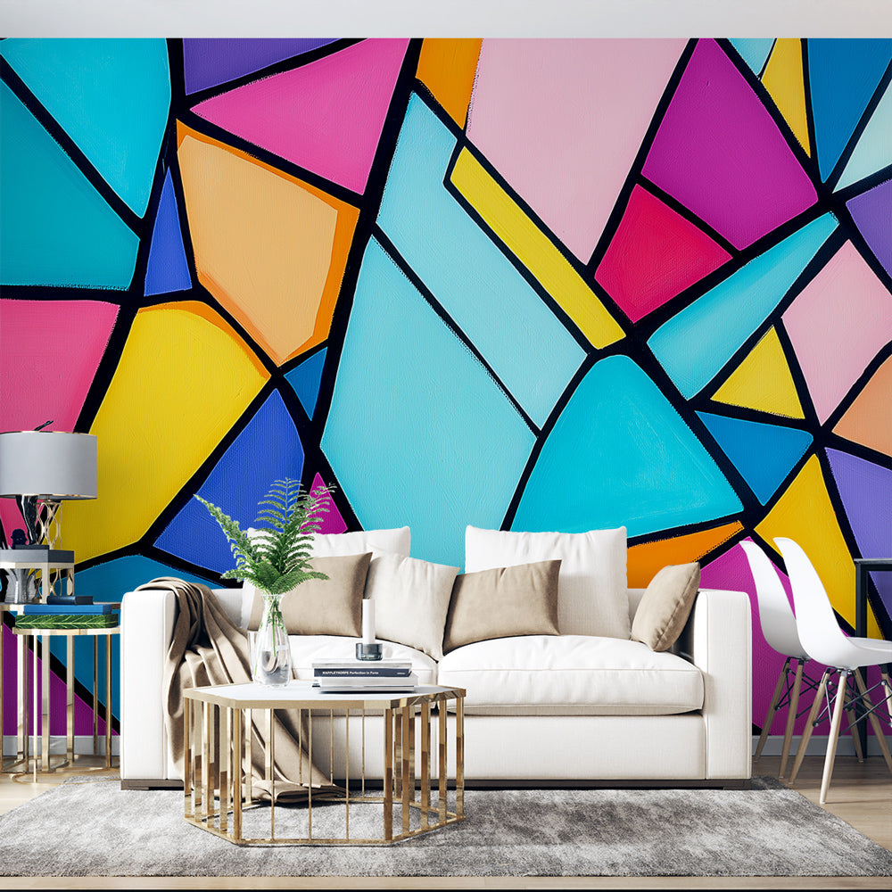 Abstract Geometric Mural Wallpaper | Color Whirlwinds — WonderMural