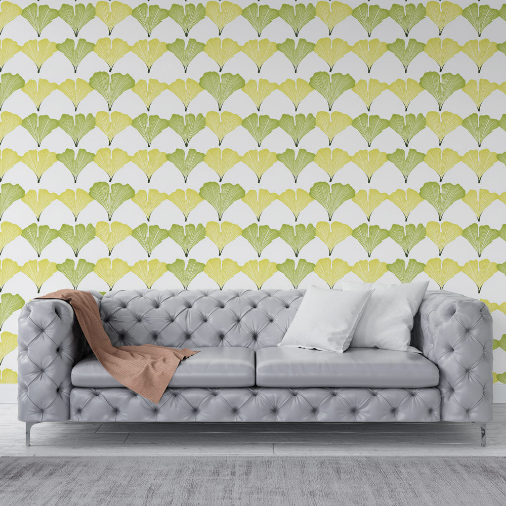 Foto Behang ginkgo biloba | Gestileerde ginkgobladeren in geel en groe ...