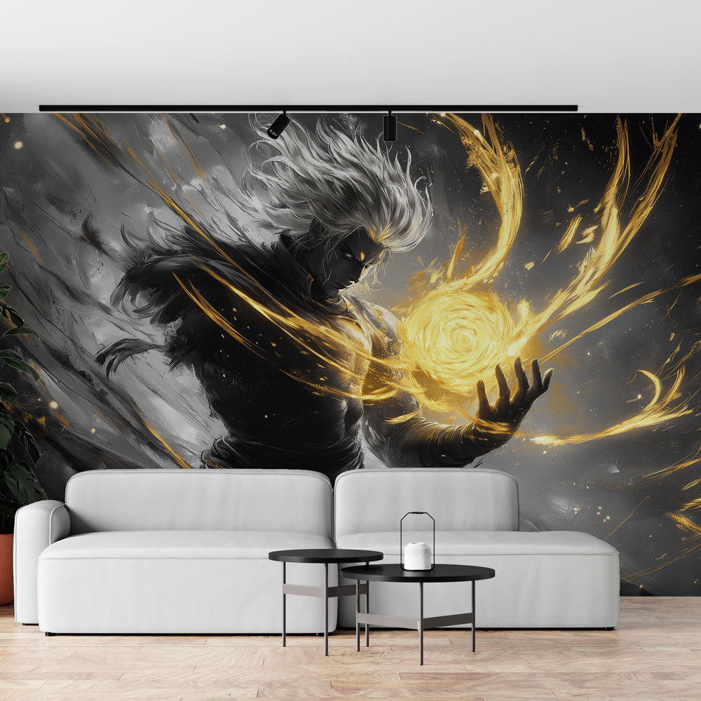 Mural Wallpaper mystical hero | A powerful wizard manipulating golden ...