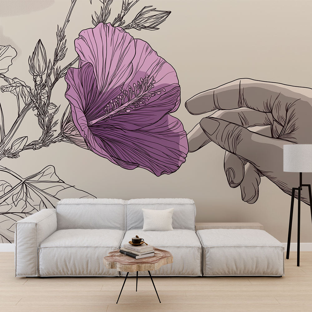 Tapetti hibiskus | Hibiscus-kukka violeteissa sävyissä herkillä ...