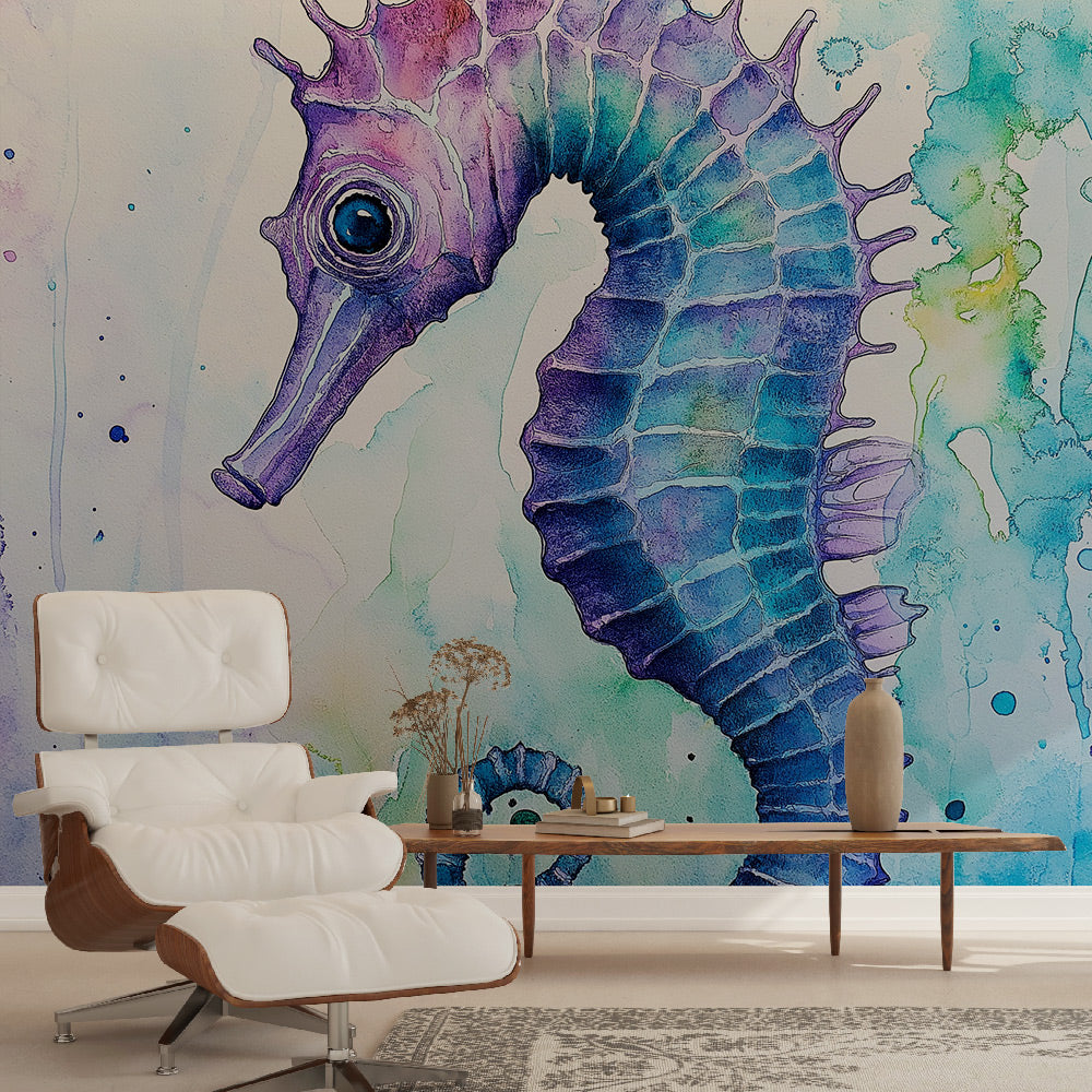 Papel pintado seahorse | Ilustraciones acuarelas de caballitos de mar ...