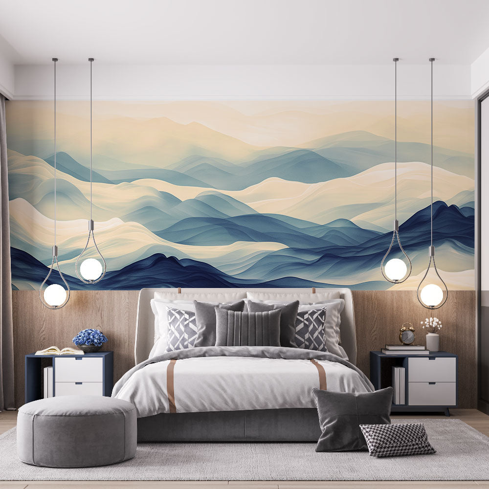 Tapete japandi | Wellen mit Vintage-Schattierungen — WonderMural