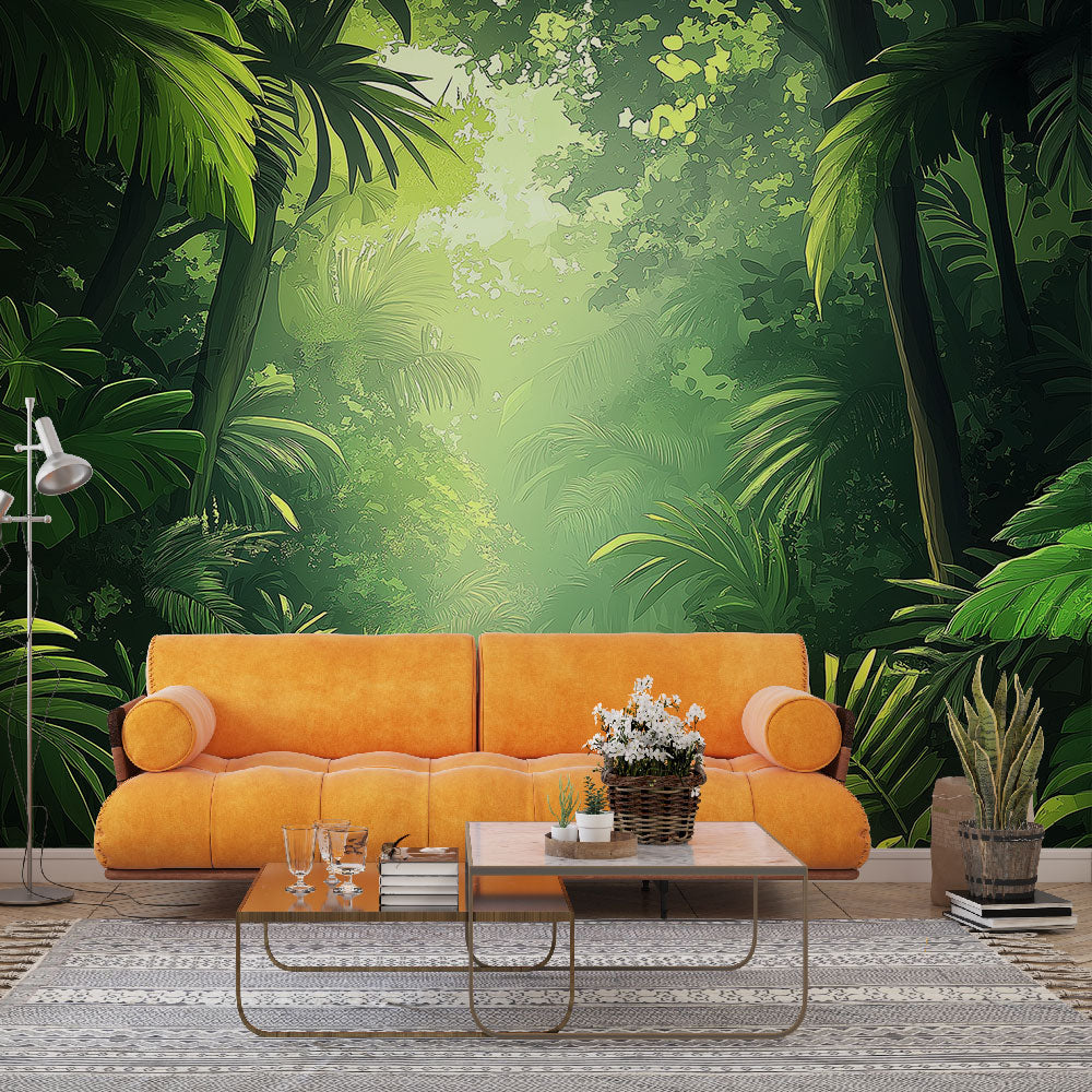 Mural Wallpaper jungle | Bright path in the heart of the jungle ...