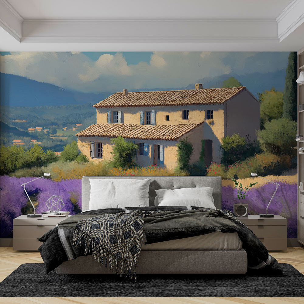 Papel de parede lavanda | Casa provençal no meio de campos de lavanda ...