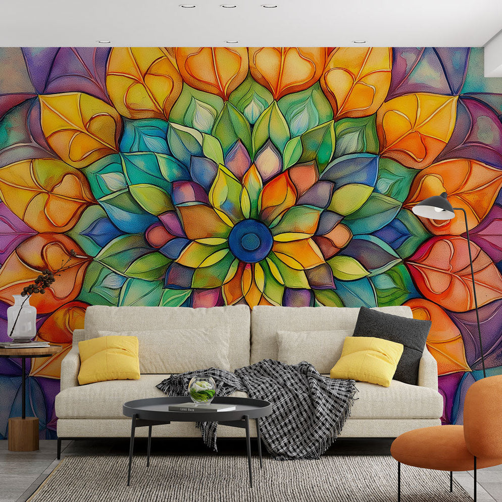 Mural Wallpaper mandala | Colorful gradient pattern — WonderMural