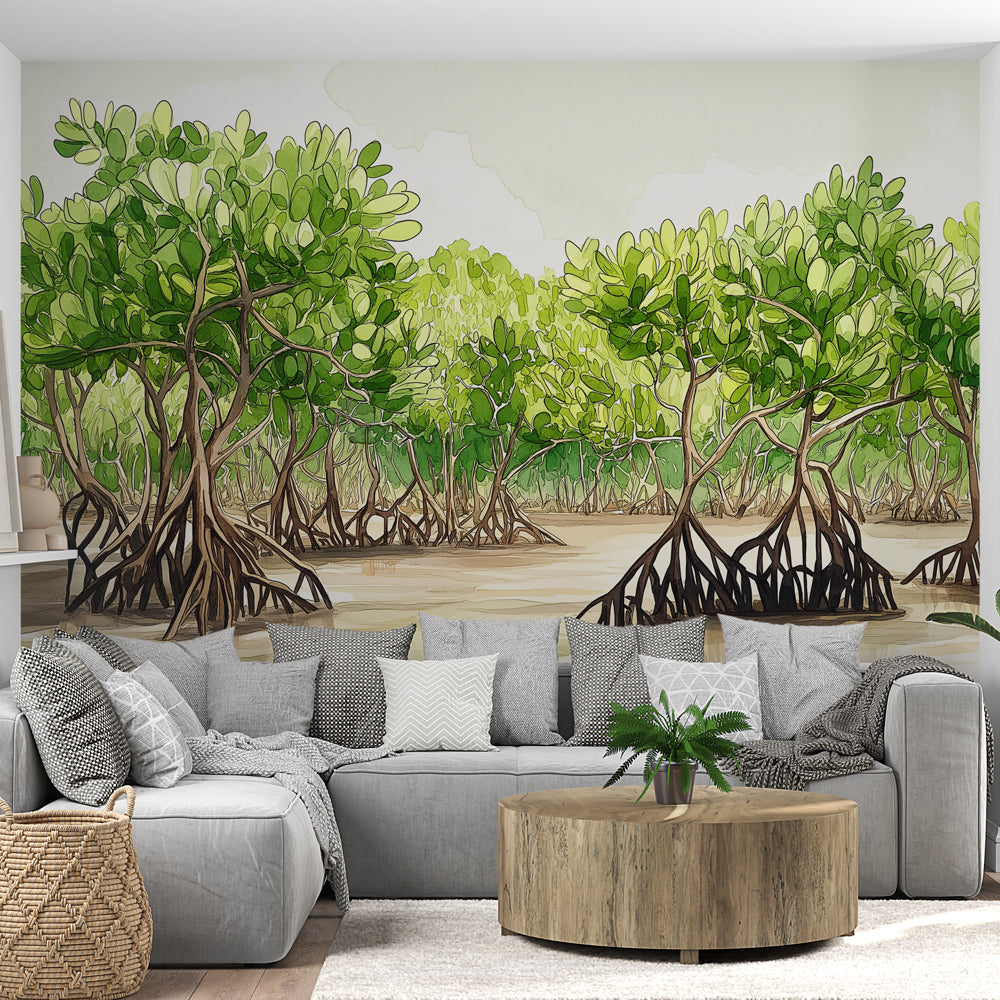 Mural Wallpaper mangrove | Bouquets of trees in an aquatic ecosystem ...