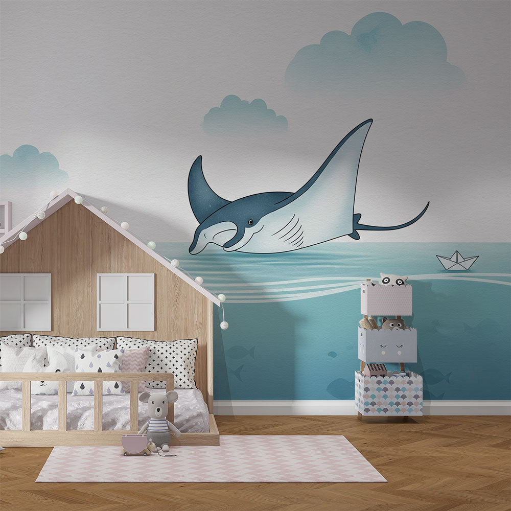 Papel de parede manta de raia | Manta de raia brincando em um mar tran ...