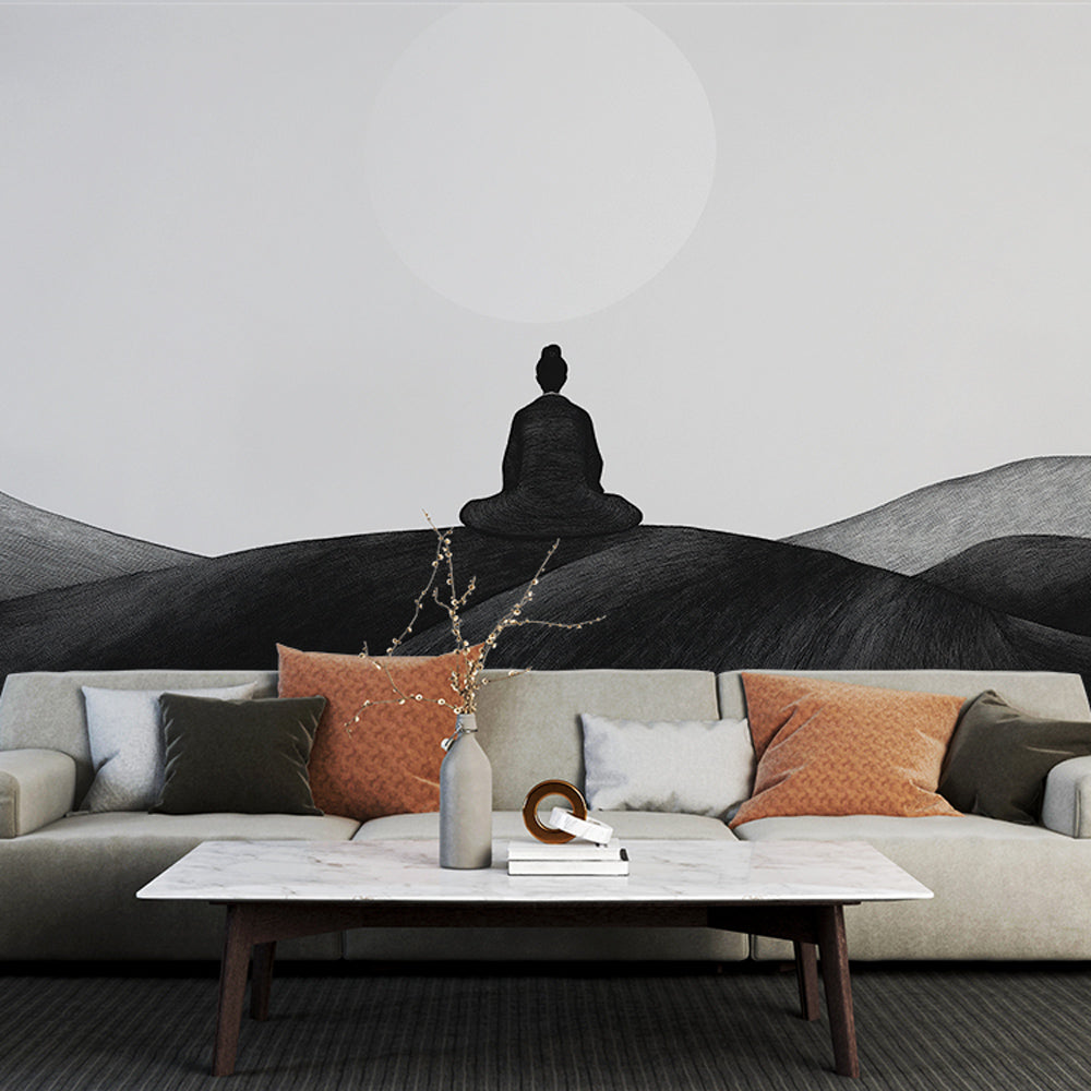 Mural Wallpaper Meditation | Like a monochrome drawing — WonderMural