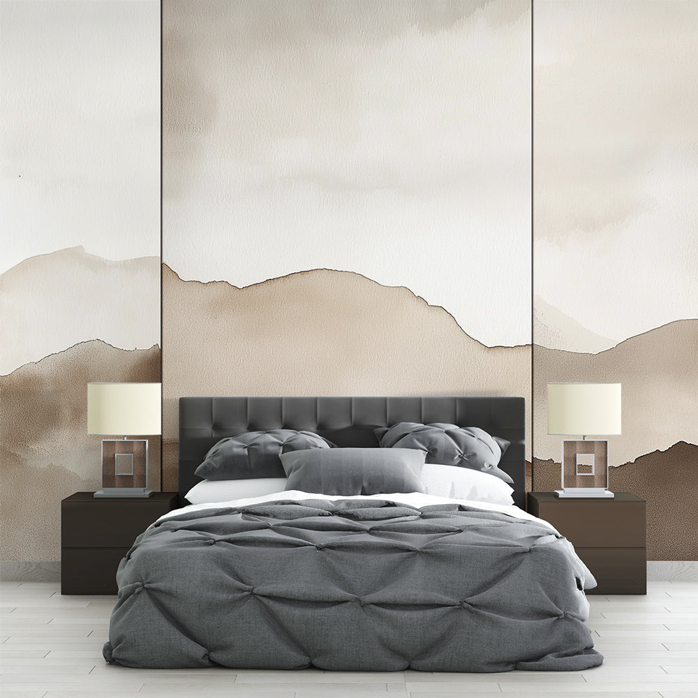 Mural Wallpaper mountain | Beige in triptych — WonderMural
