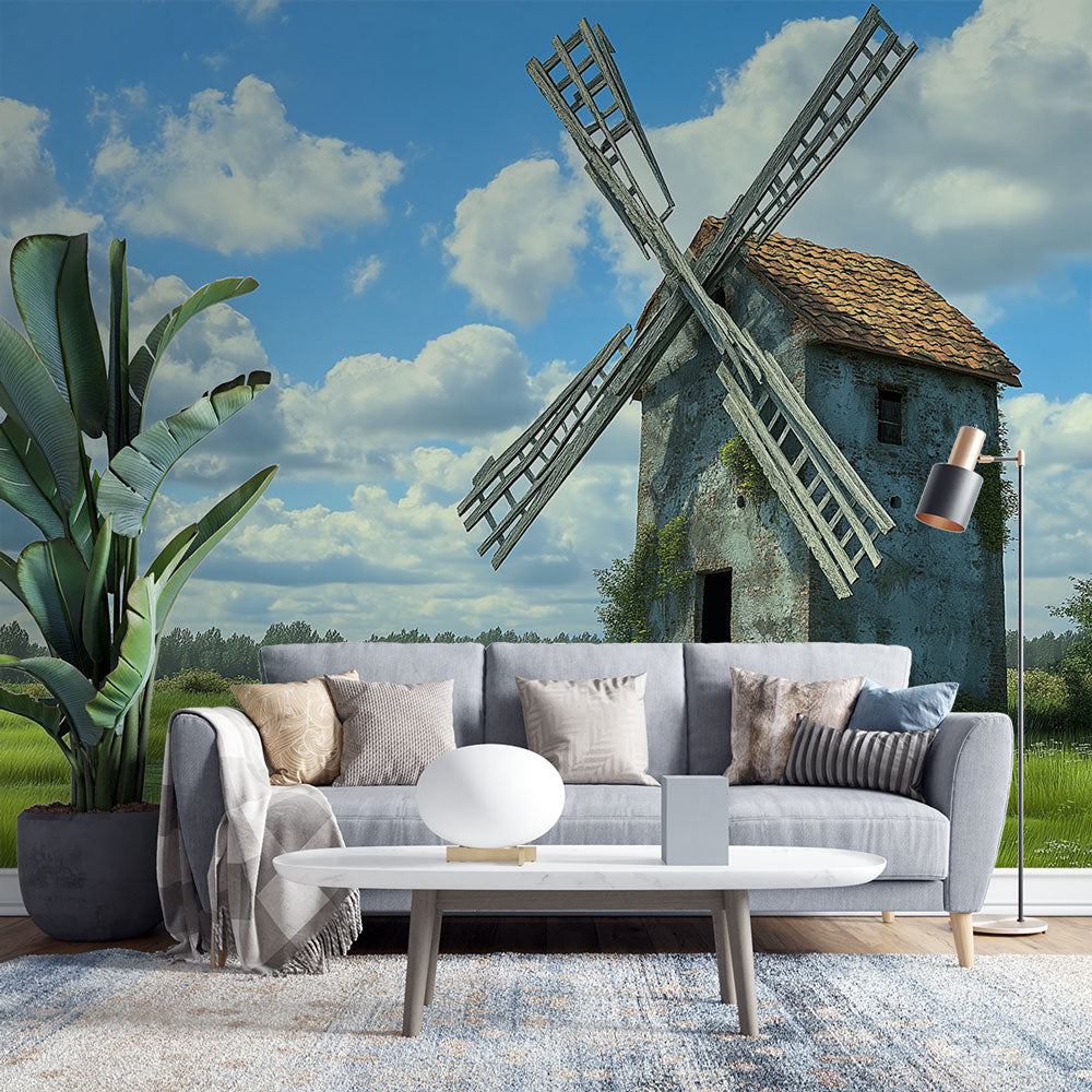 Mural Wallpaper windmill | A touch of nature and serenity in your inte ...