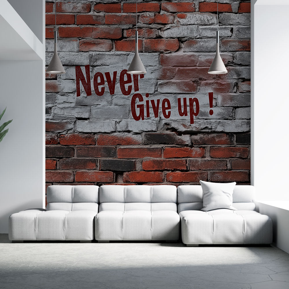 Motivational Mural Wallpaper | Red brick with inspiring message ...