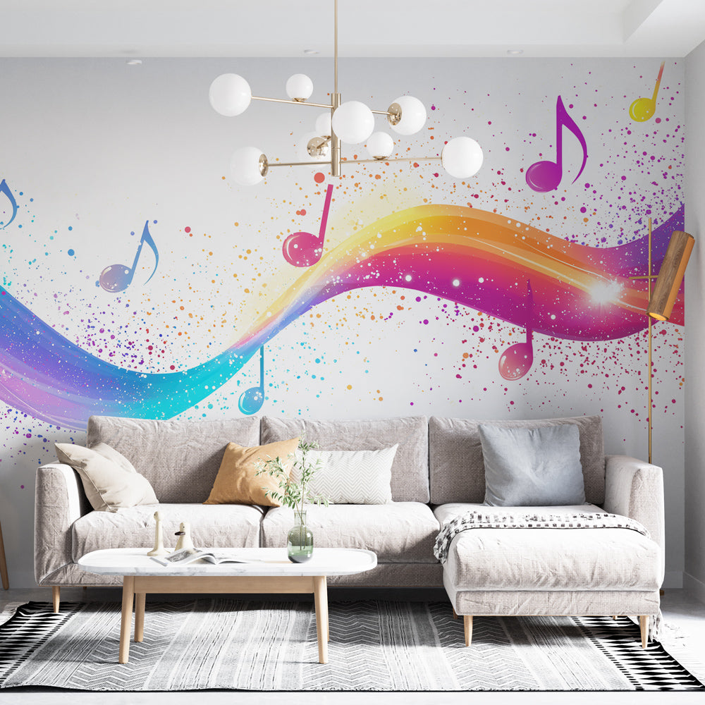 Mural Wallpaper musical | Colorful effects and dancing musical notes ...