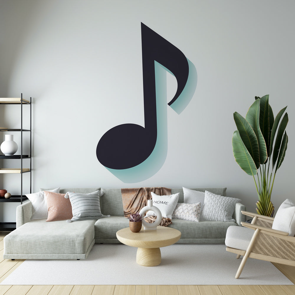Mural Wallpaper music | Stylized 3D music note symbol — WonderMural