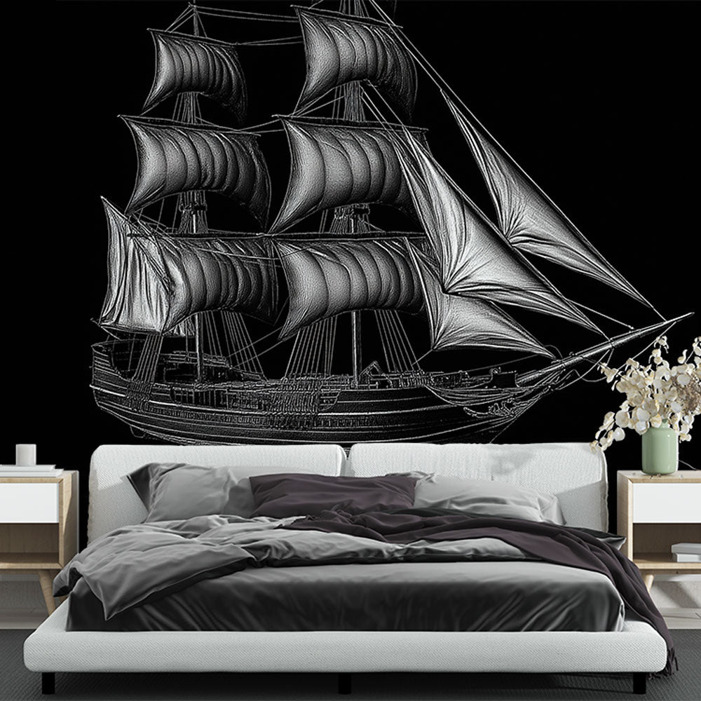 Mural Wallpaper ship | Design of a sailing vessel — WonderMural