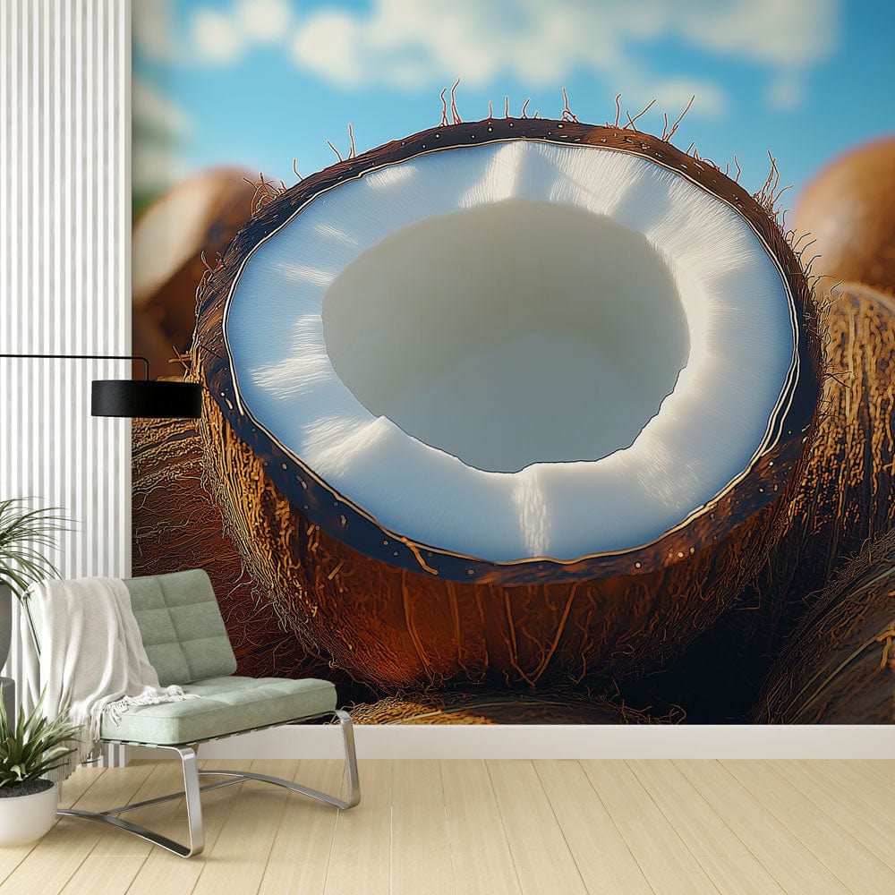 Mural Wallpaper coconut | Elegant coconut pattern on natural backgroun ...