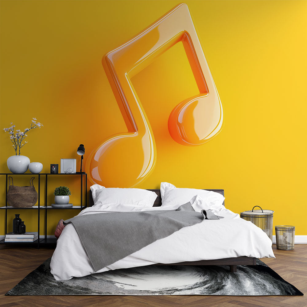 Mural Wallpaper music note in 3D | Vibrant and playful musical symbol ...