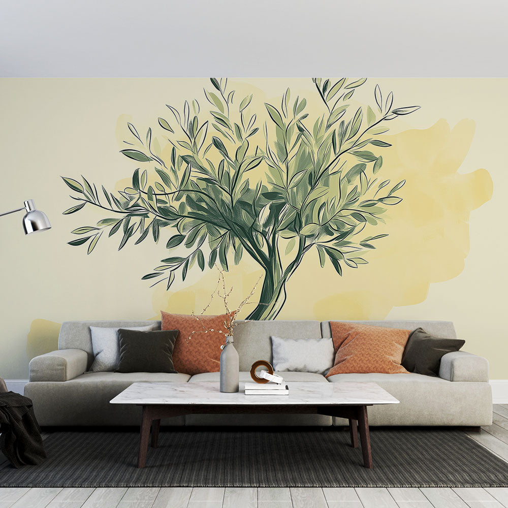 Mural Wallpaper olive-tree | Elegant olive tree on soft background ...