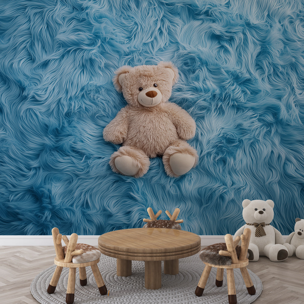 Mural Wallpaper little-bear | Sky Blue and Softness — WonderMural