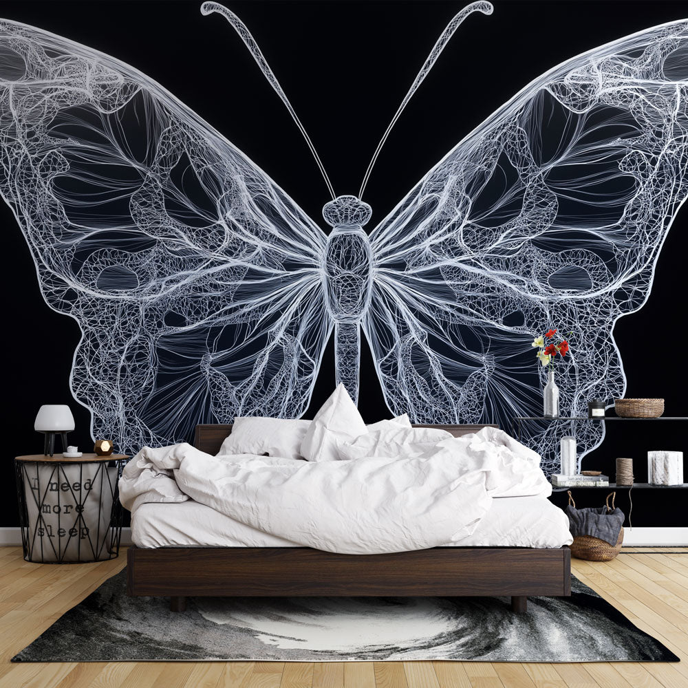 Mural Wallpaper butterfly | Elegant and modern filigree butterfly patt ...
