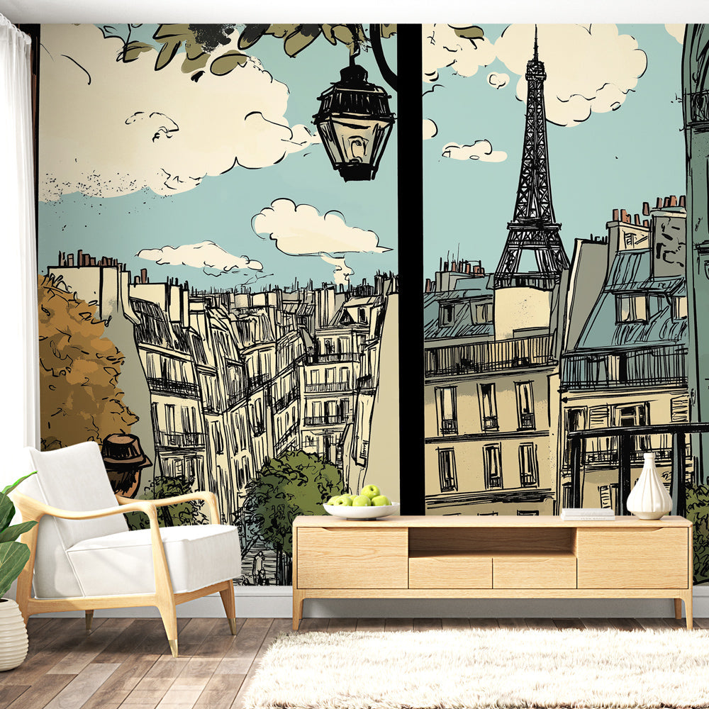 Mural Wallpaper Paris | Iconic view of Paris with the Eiffel Tower ...