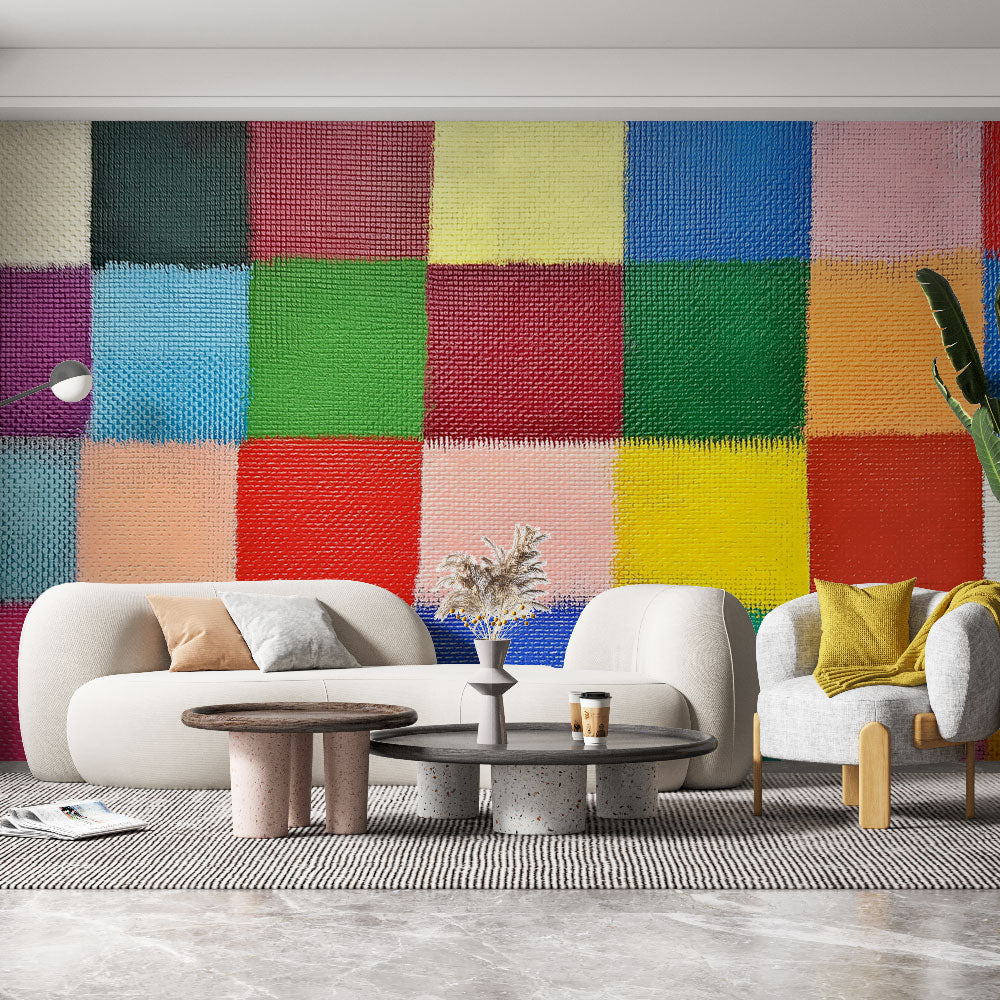 Mural Wallpaper patchwork of colors | A vibrant pattern of colorful an ...