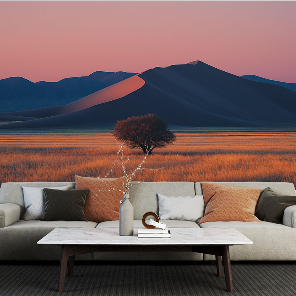 Mural Wallpaper desert landscape | Majestic dunes under a pastel sky ...