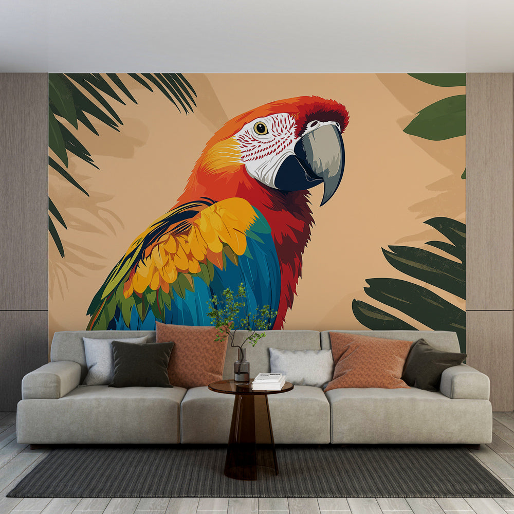 Mural Wallpaper parrot | Colorful parrot on soft background and tropic ...