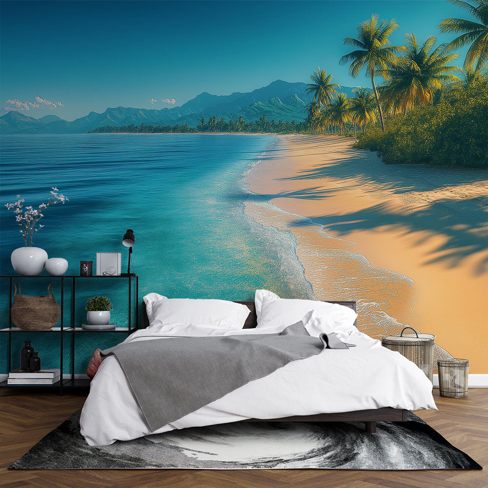 Mural Wallpaper paradise beach | Relaxing coastal with turquoise lagoo ...