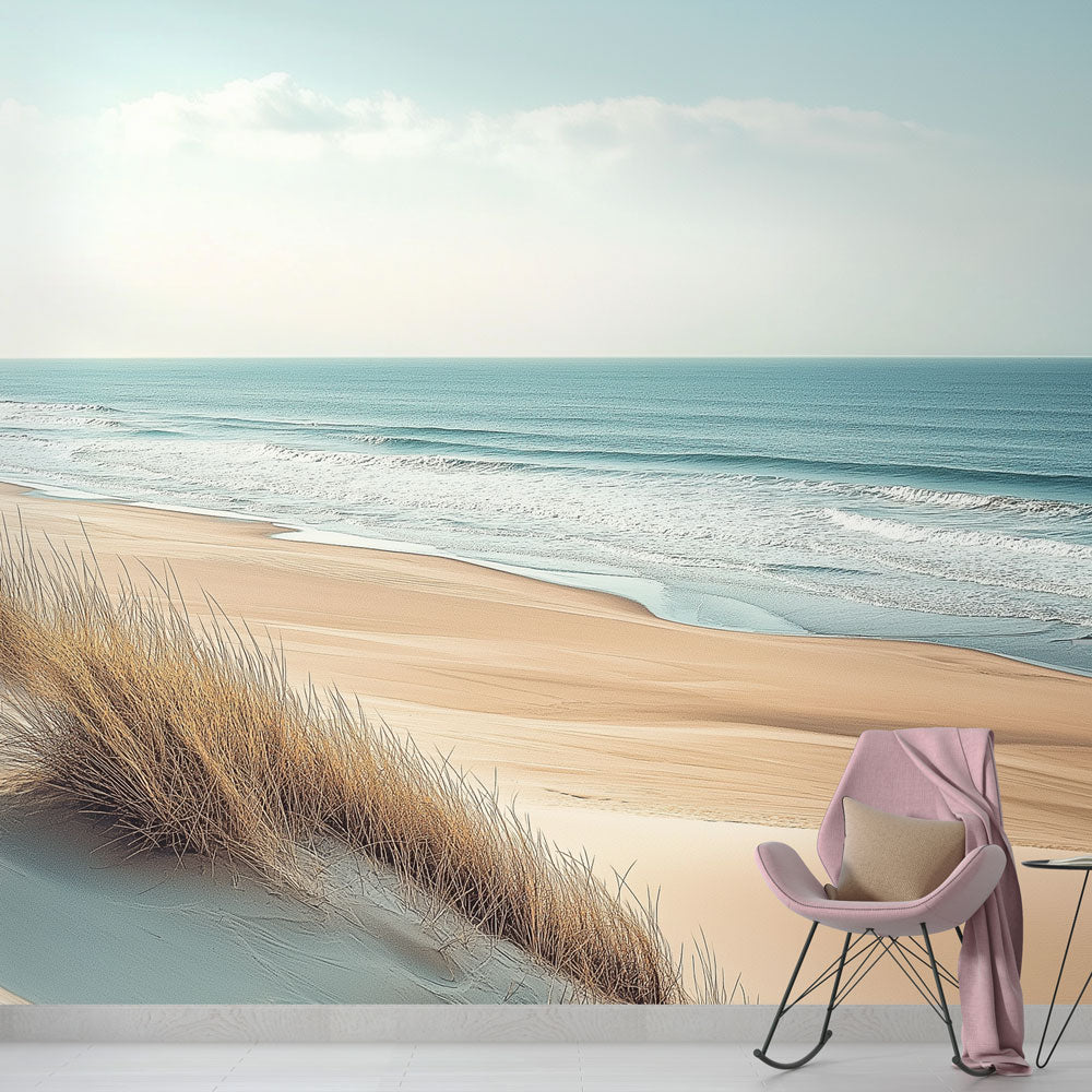 Mural Wallpaper beach | Golden sand and calm sea — WonderMural