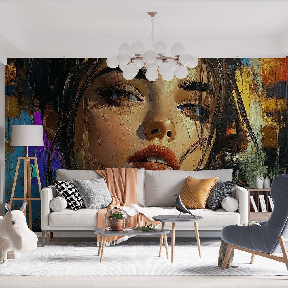 Mural Wallpaper artistic portrait | Modern portraits with bursts of br ...