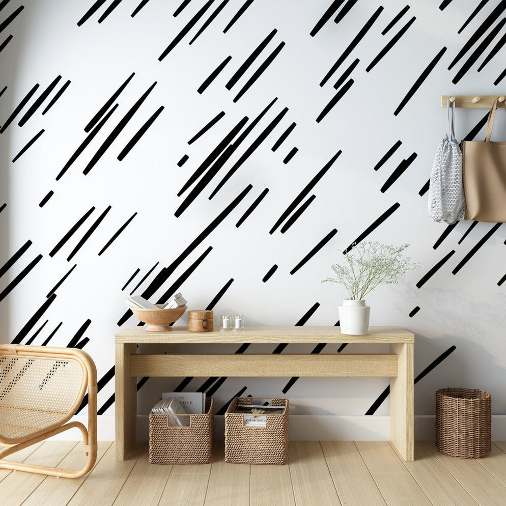 Mural Wallpaper black stripes | Modern and dynamic pattern — WonderMural