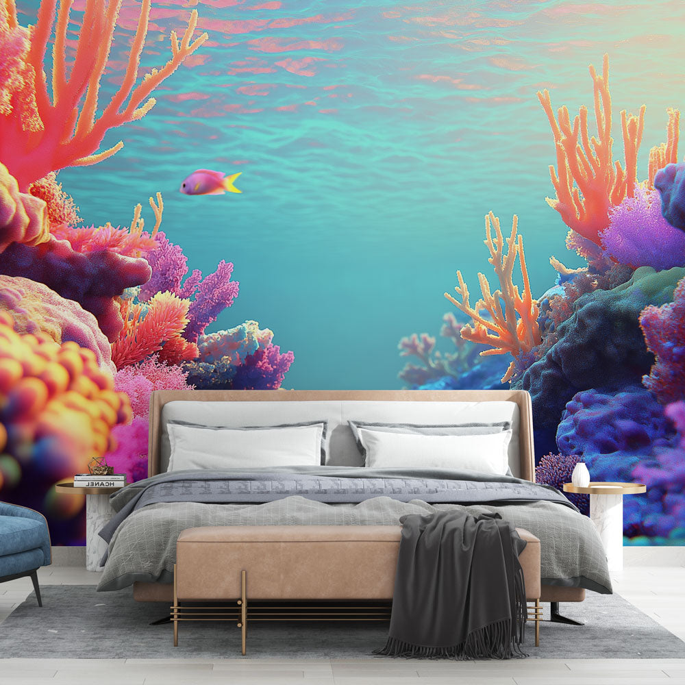 Mural Wallpaper coral reef | Bright colors and fish from a soothing oc ...