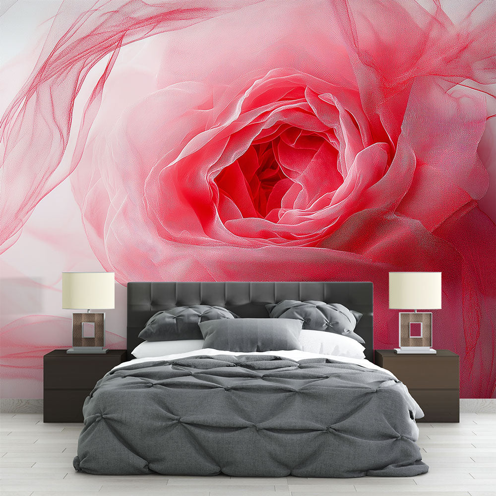 Mural Wallpaper vaporous pink | Delicate rose in light fabrics ...