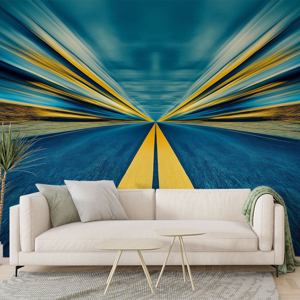 Mural Wallpaper dynamic road | Futuristic perspective on a vibrant roa ...