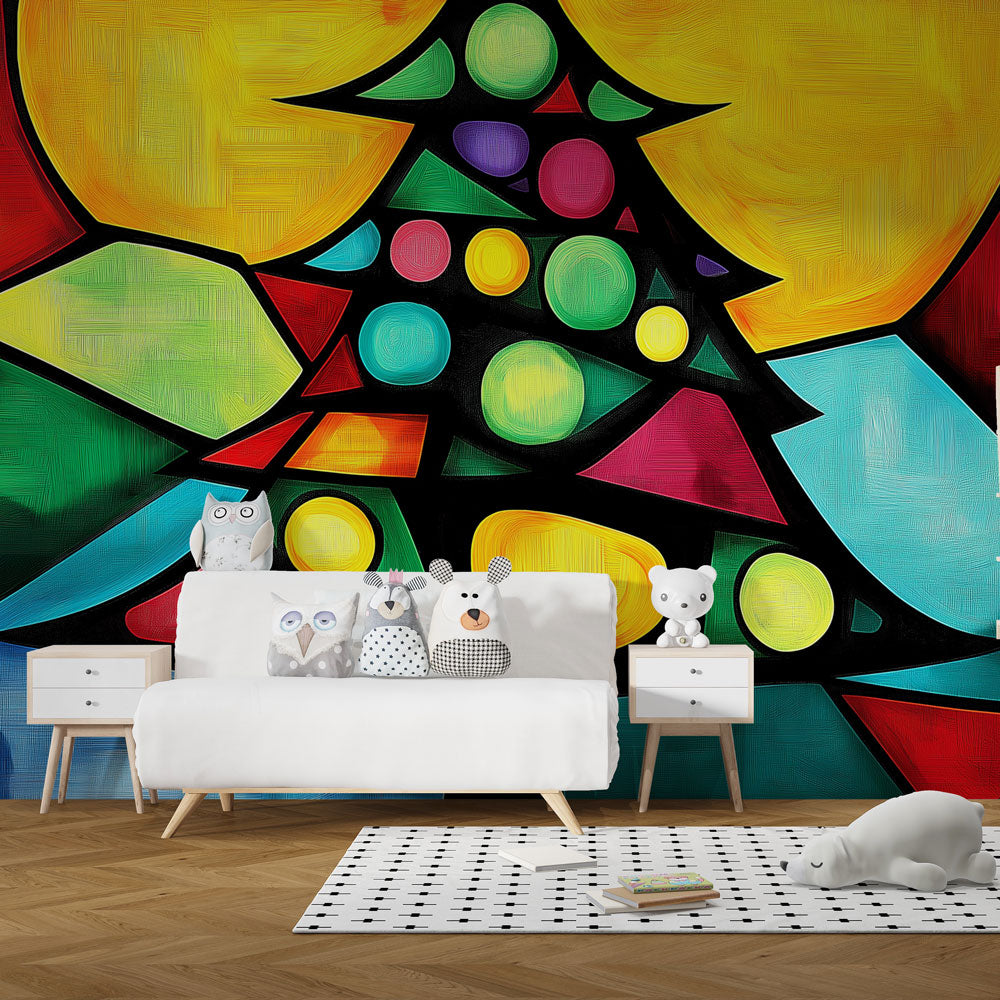 Mural Wallpaper Christmas Tree | Colorful and Abstract Design Inspired ...